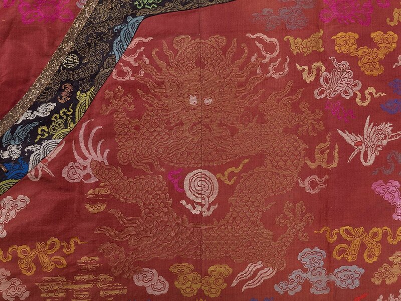 Burgundy Red Silk Robe ‘Pao’ with Dragons, 19th-20th century - Alain.R ...